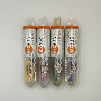 New! Hexbug Nano Newton Series 4 Pack Yellow, Pink, Gray, Purple Robot ...