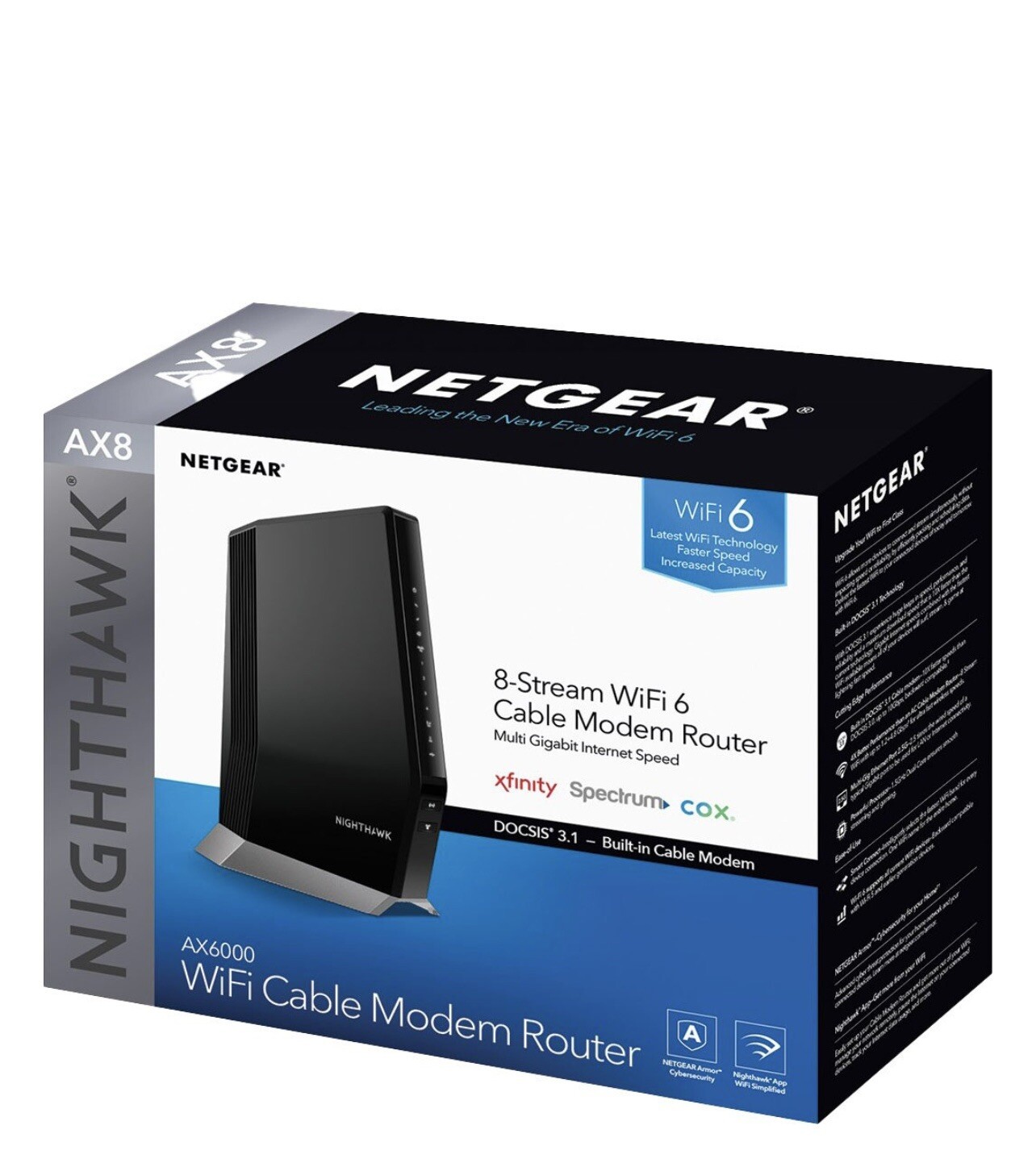 NETGEAR Nighthawk Dual-Band AX6000 Wi-Fi 6 Cable Modem Router for sale ...