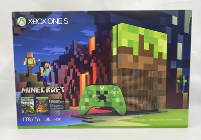 Microsoft Xbox One S Minecraft Limited Edition Bundle 1TB Green & Brown ...