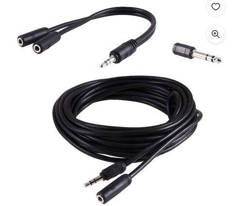 Onn Groove 18ft Audio Kit with Straight Cable 3.5mm Port & 1/4in ...