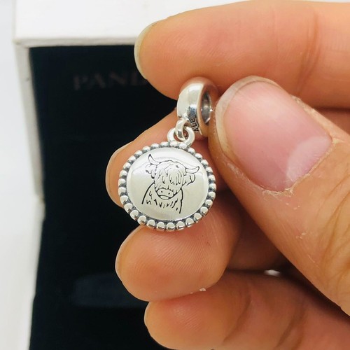 Pandora Engravable Scottish Cow Dangle Charm | eBay