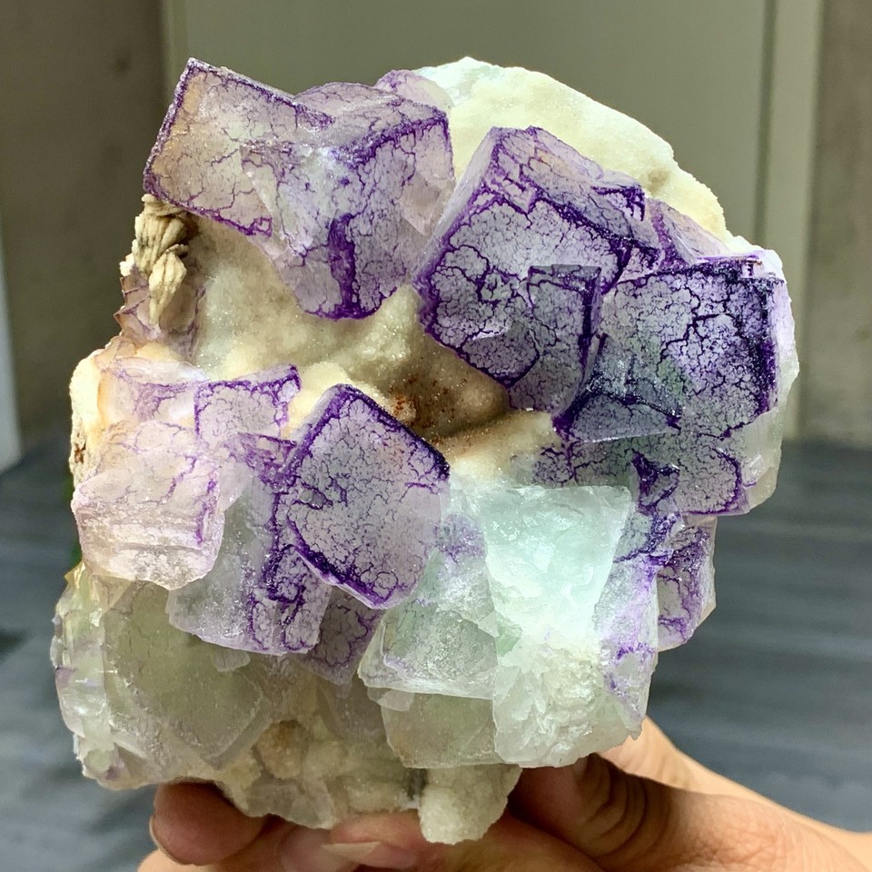 2.33LB Natural Purple "QR Code"Fluorite Cluster Crystal Mineral ...