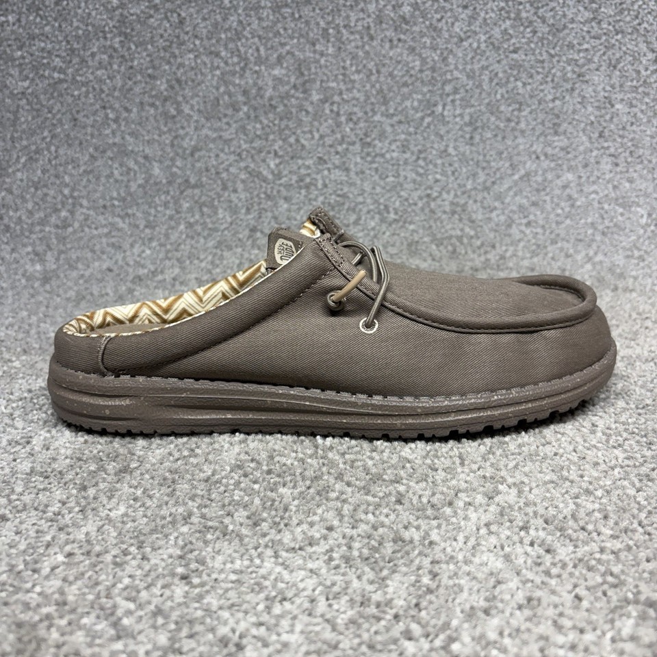 Hey Dude Wally Slip Stretch Canvas Mule Shoes Men’s Size 8 Brown Slip ...