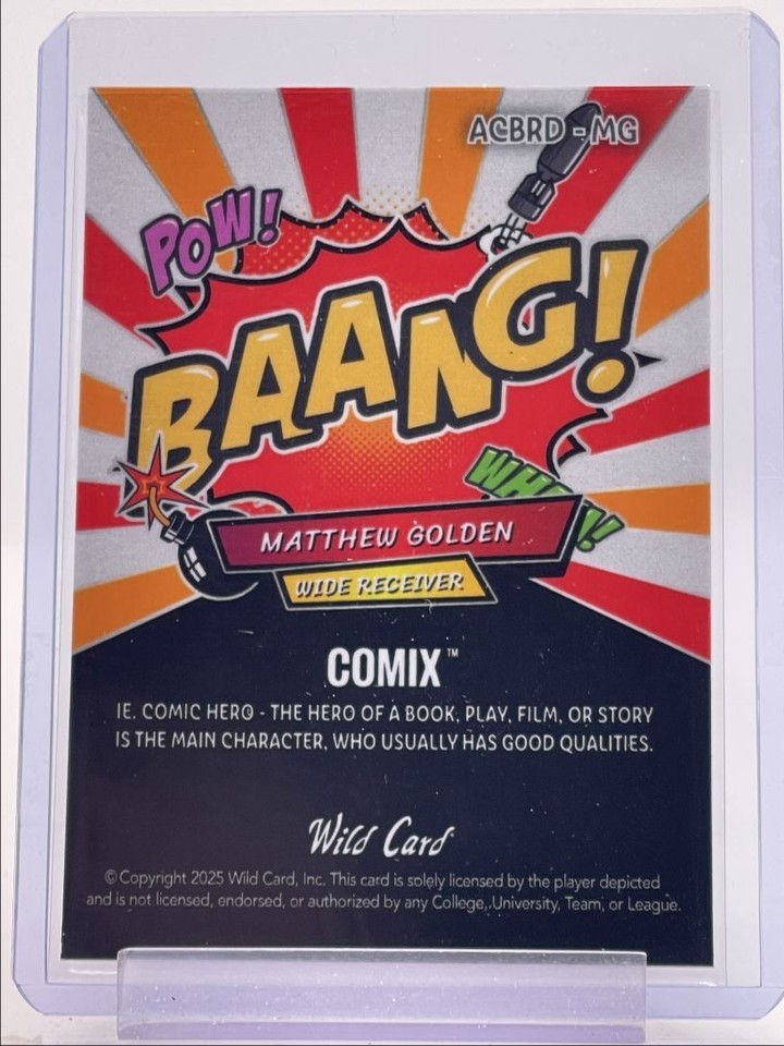 MATTHEW GOLDEN 2025 WILD CARD COMIX ROOKIE BANG! SHIMMER RC /15 Q6287 ...