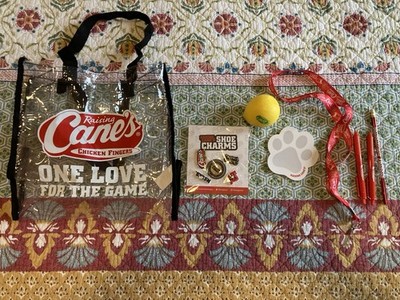 Raising Cane’s Merch Bundle Tote Bag Shoe Charms Lanyard Stress Ball ...