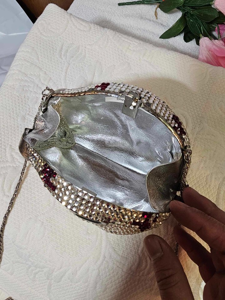 RARE Bunny rabbit w/ red & clear stone evening bag /clutch Made in ...