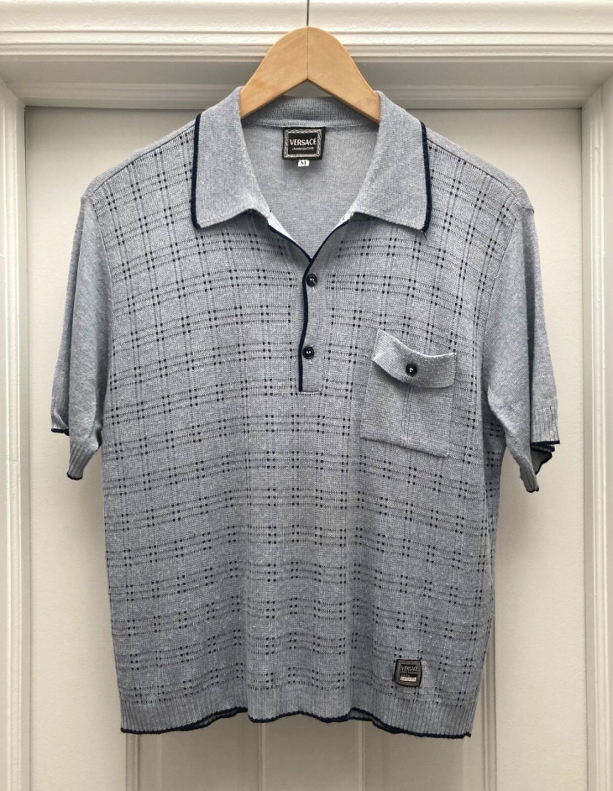 Versace Mens Vintage '90s knit polo collar short slee… - Gem