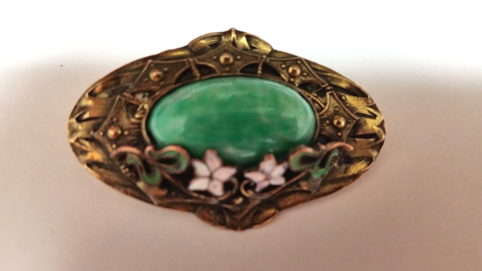 CHINESE INFLUENCE ART NOUVEAU DECO CZECH ENAMEL FLOWER PEKING BROOCH ...