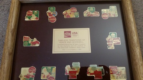 USA OLYMPICS 1984 Coca-Cola & SANTA CLAUS 12 PIN FRAMED SET COKE VTG | eBay