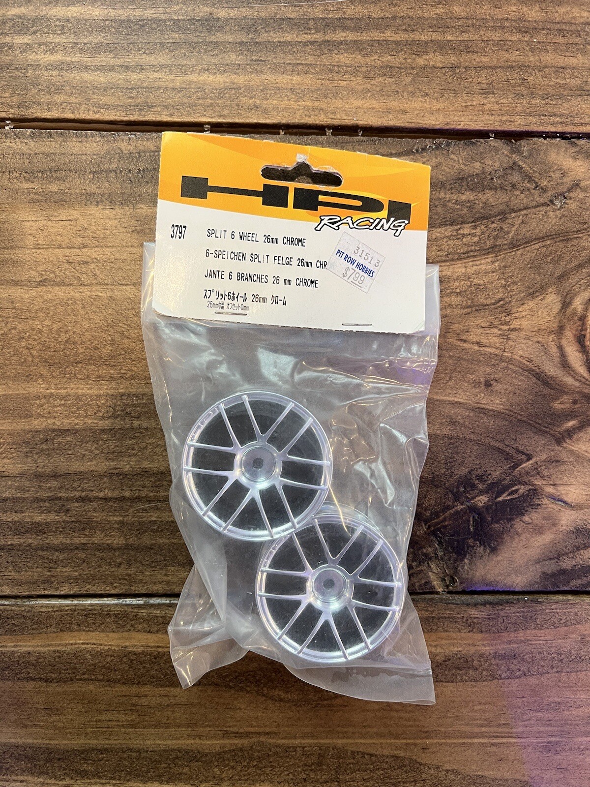 HPI 3797 SPLIT 6 WHEEL 26mm CHROME RIM FOR TC3 RS4 TC4 NITRO (MK105 ...