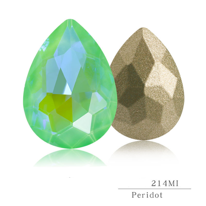 50pcs Glass Crystal Pointed Back Mocha Fluorescence Rhinestone Teardrop ...