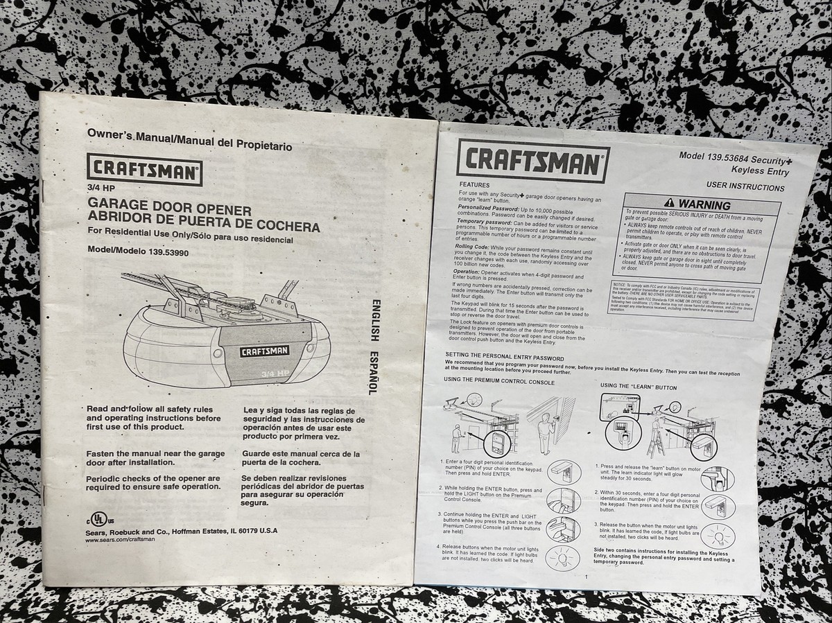 Craftsman 315 Garage Door Opener Manual Marantec(315 MHz) 2 Button