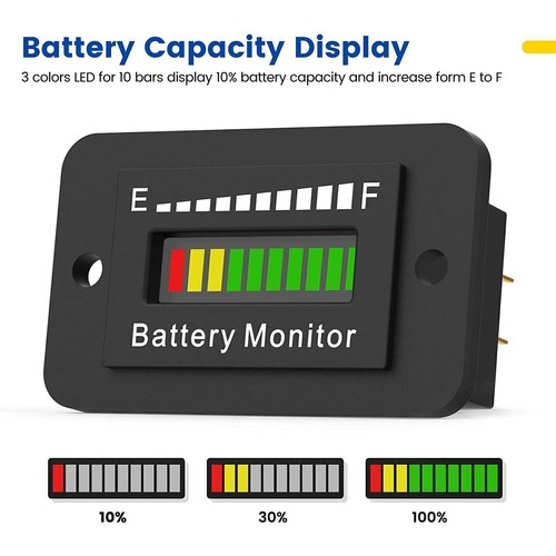 12V/24V/36/48V Battery Status Charge LCD Digital Indicator Monitor ...