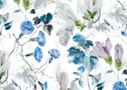 DESIGNERS GUILD CURTAIN FABRIC Japonese Magnolia 2.2 Metres COBALT 100% ...