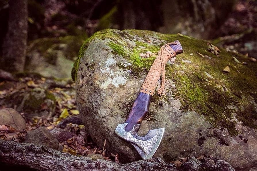 HAND FORGED NORSE CELTIC Carbon Steel Viking Axe VALHALLA AXE Throwing ...