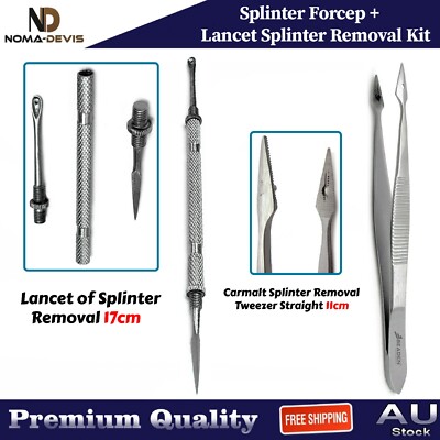 Set of 2 Splinter Removal Kit Splinter Tweezer Forcep & Lancet Splinter ...