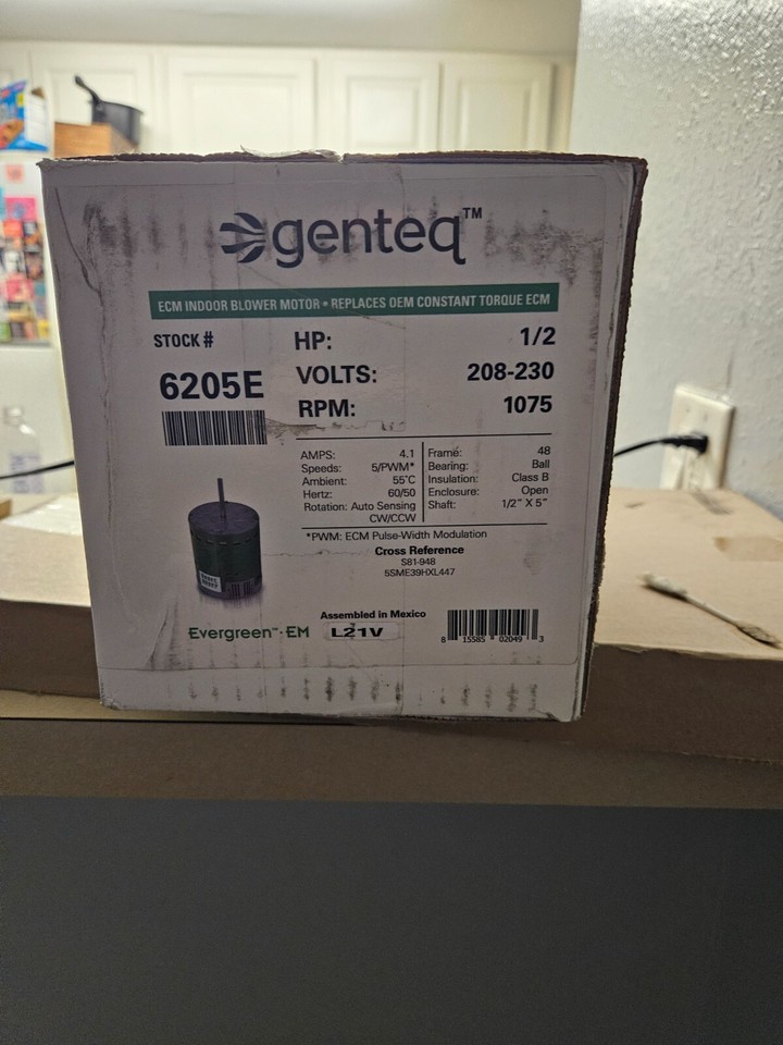 Genteq 6205E Furnace Blower Motor box slight damage 815585020493 | eBay