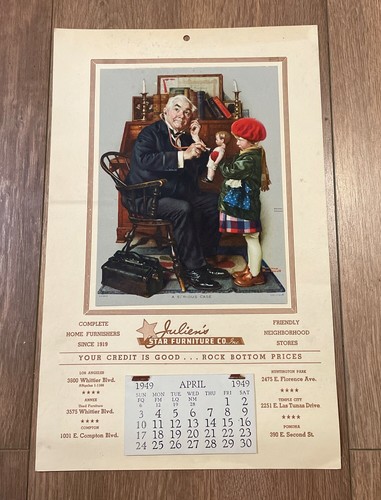 Norman Rockwell Calendar 1949 with Southern California Advertising, May ...