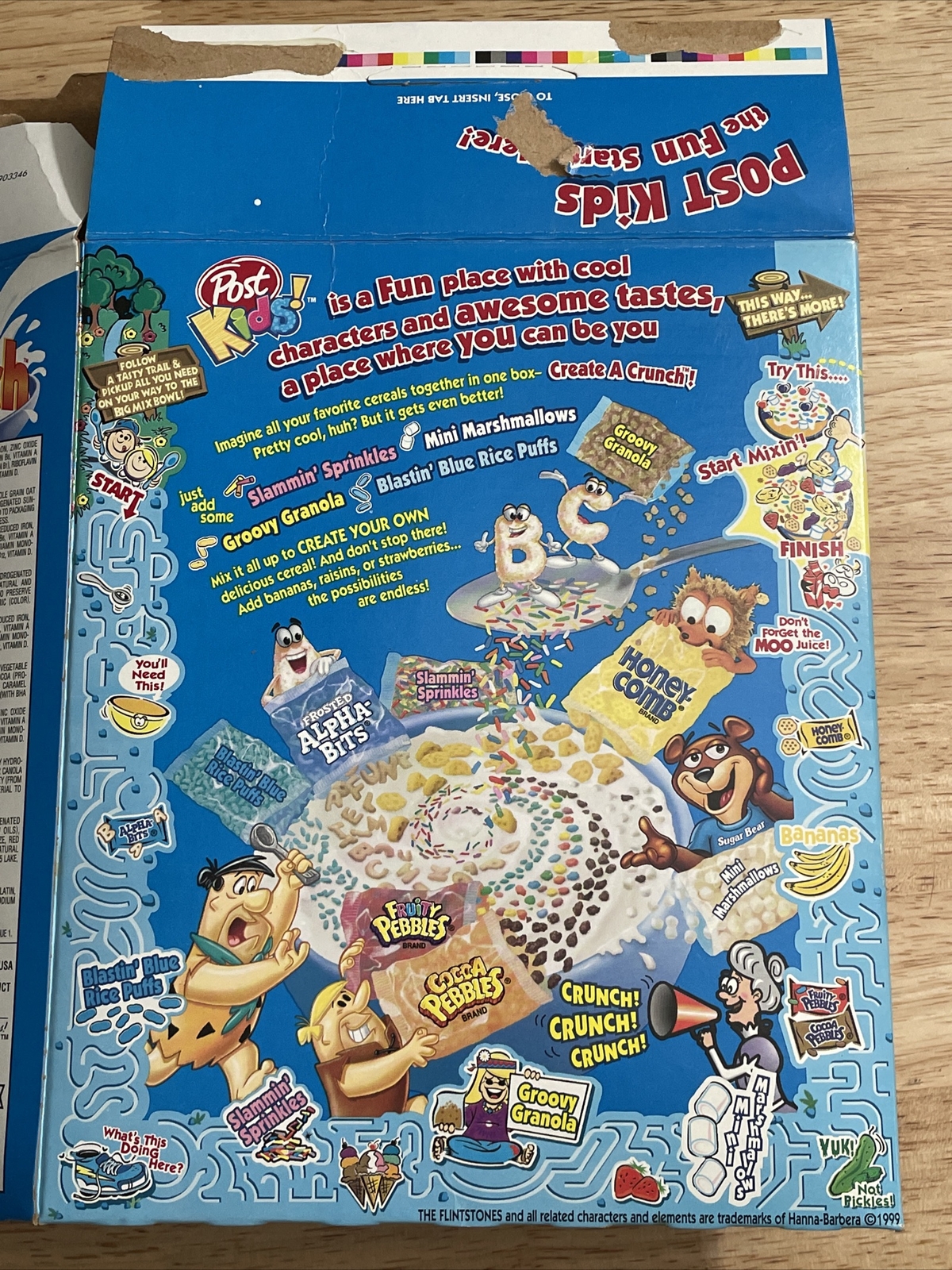 RARE Vintage Empty POST Cereal Box 1999 CREATE A CRUNCH Cereal Mixing ...