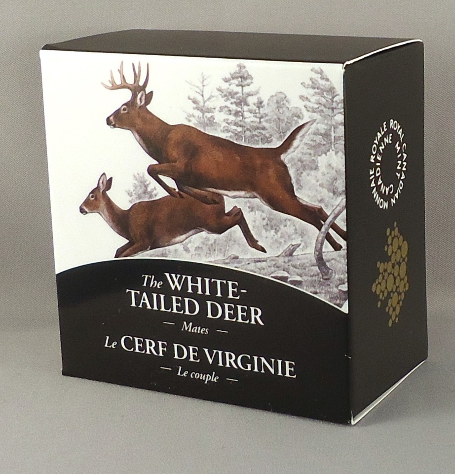 2014 $20 White-Tailed Deer – Mates, 1 oz. Pure Silver Proof Coin, #3 in ...