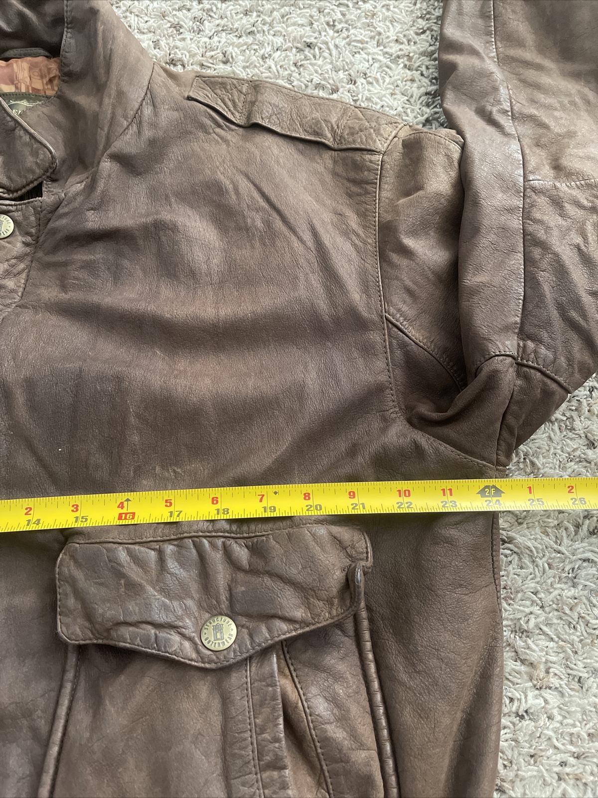 STRUCTURE Leather Jacket Mens Large Vintage A2 BOMBER Jacket Flight ...