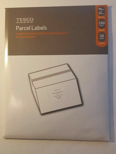 Tesco Large Inkjet Parcel Lables 99mm X 68mm 8 per Sheet 30 Sheets 240 ...