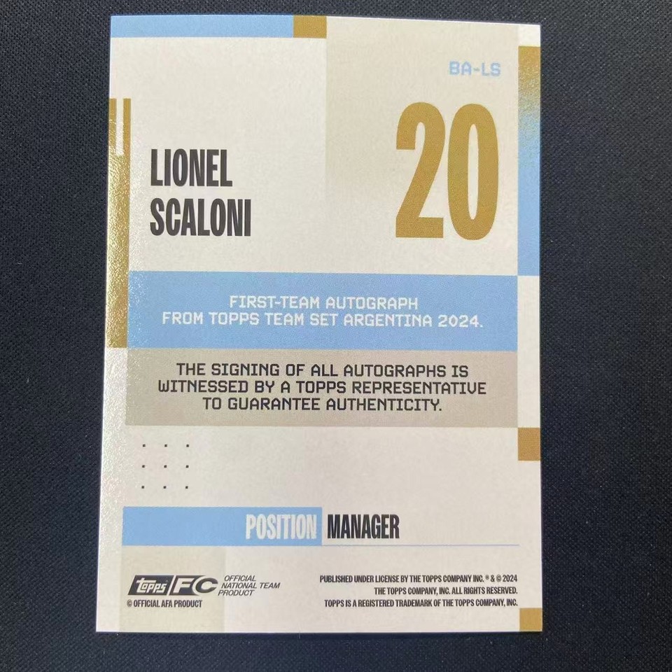 2024 Lionel Scaloni Topps Argentina Team Set First-Time Auto Gold 35/50 ...