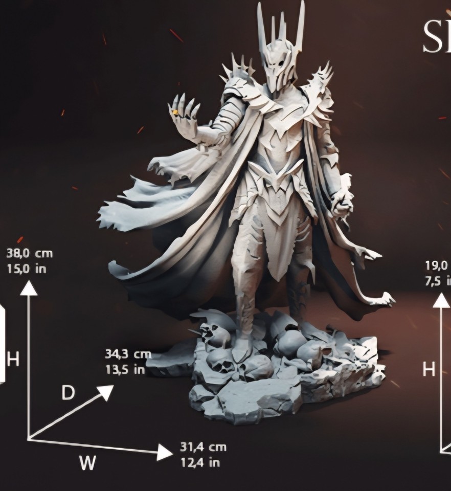 Lord Of The Rings 1/8 Scale Sauron Custom 3d Model Kit W Base And One ...