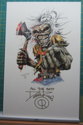 DEREK RIGGS Autographed 11"x17" Colour "Killers" Eddie Print. Iron ...