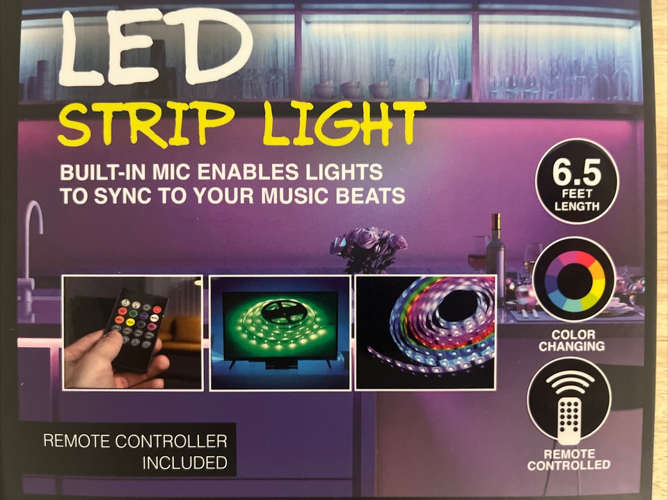 ITek LED Strip Light 6.5 Feet, Remote Control Color Change Sound ...