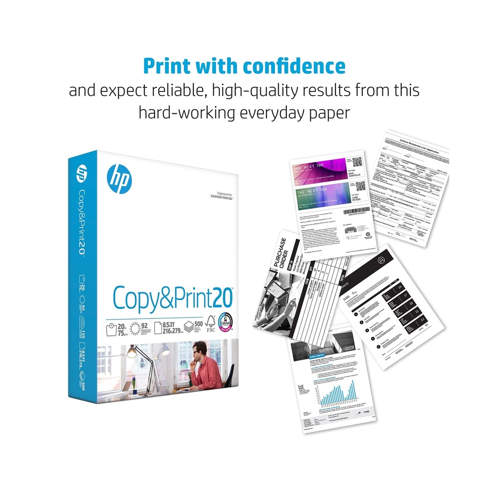 HP Printer Paper | 8.5 x 11 Paper | Copy &Print 20 lb | 5 Ream Case ...
