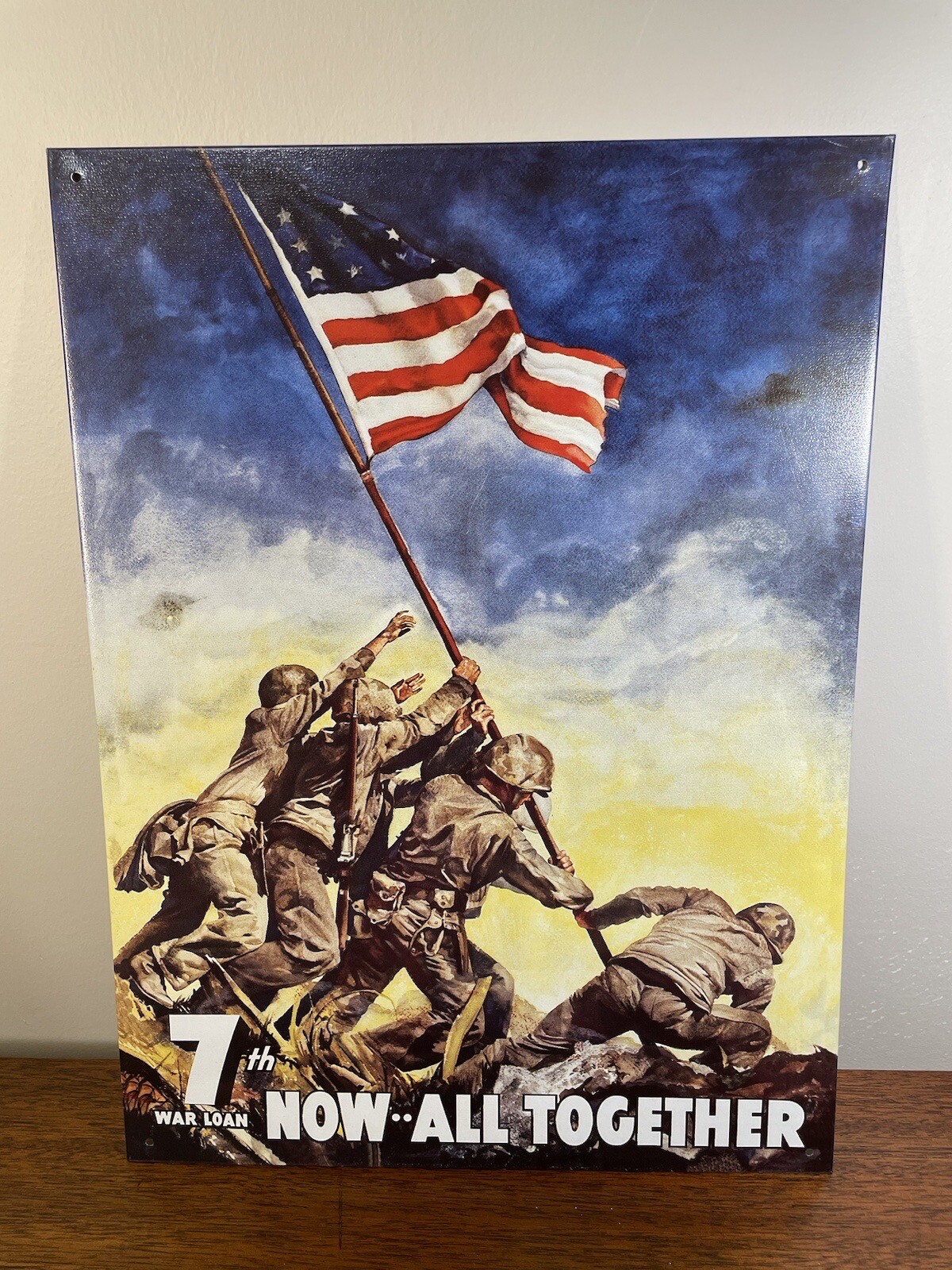 Tin Metal Sign 7th War Loan NOW ALL TOGETHER Iwo Jima WWII Vintage ...