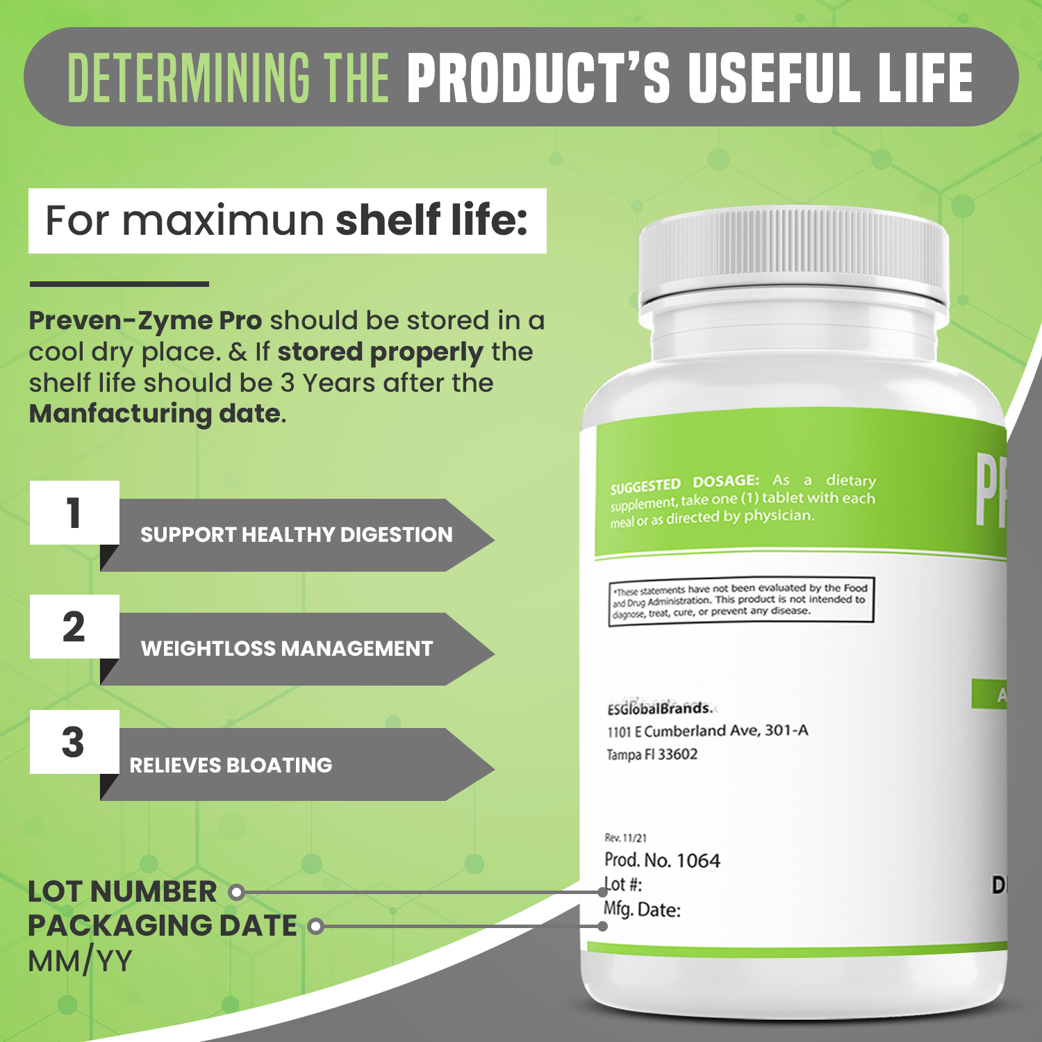 PREVENZYME PRO Digestive Enzymes Legere Pharmaceuticals for ES Global ...