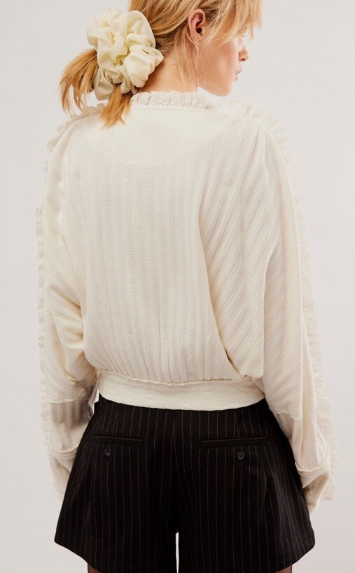 Free People More Romance Ruffles Eyelet Lace Knit Top XL | eBay