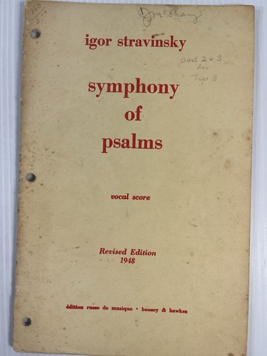 Igor Stravinsky Symphony of Psalms Vintage Choral Music Book Religious ...