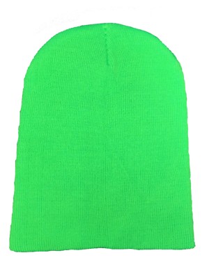 Ultra Neon Florescent Hazard Green Beanie Knit Stocking Cap Skully ...