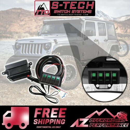 S-Tech 4 Switch System w/ Relay Center Green Dual LED For 07-11 Jeep ...