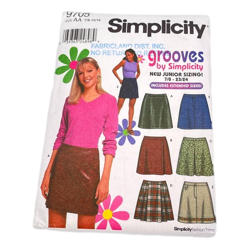 Simplicity 9705 Sewing Pattern Grooves Juniors Short Skirts Size 7 to ...