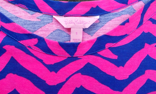 LILLY PULITZER DRESS, Pink & Blue Robyn Shift "I got Lucky Pop Pink ...