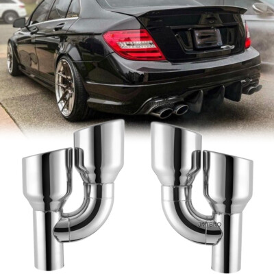 Dual 2.5" to 4" Exhaust Tips For Mercedes Benz AMG W212 E350 E400 C63 ...