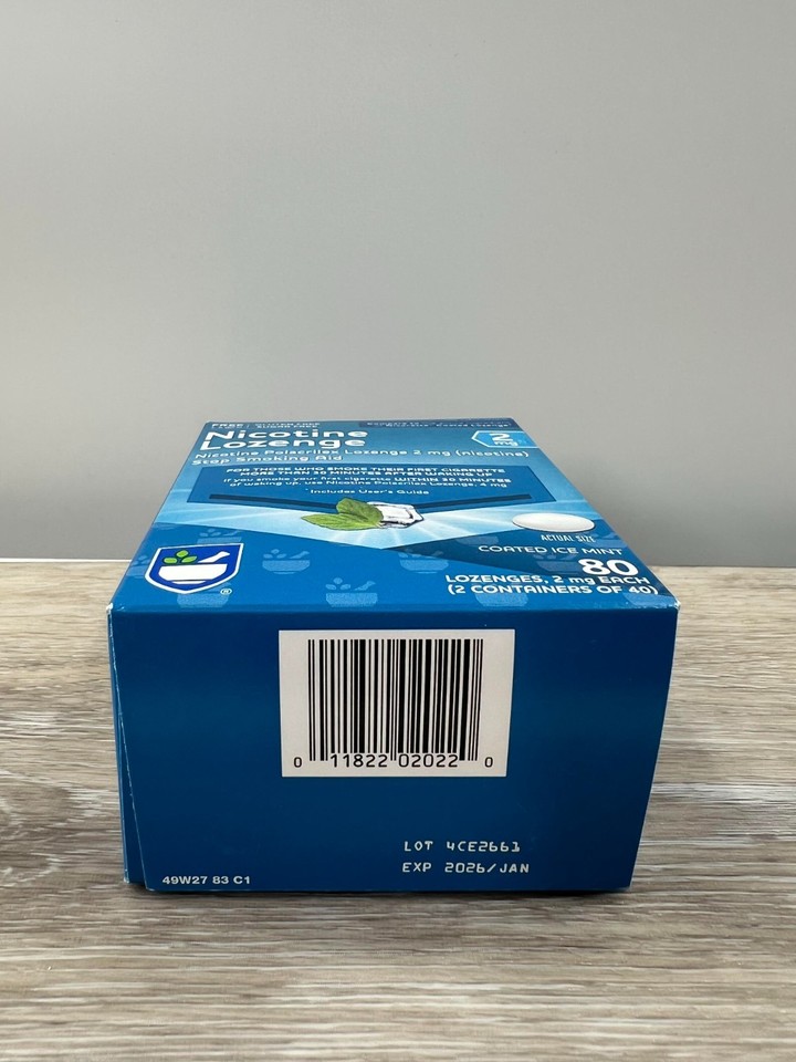 Rite Aid Nicotine Lozenge Coated Ice Mint 2mg 80 Pieces Sealed Box Exp ...