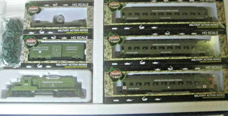 HO MILITARY TRAIN SET #MRR-0812-GP-20 LOCO WITH 5 CARS US ARMY & TROOPS ...