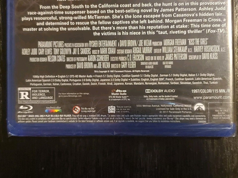 Kiss the Girls (Blu-Ray, 1997) New/Sealed, Morgan Freeman & Ashley Judd ...
