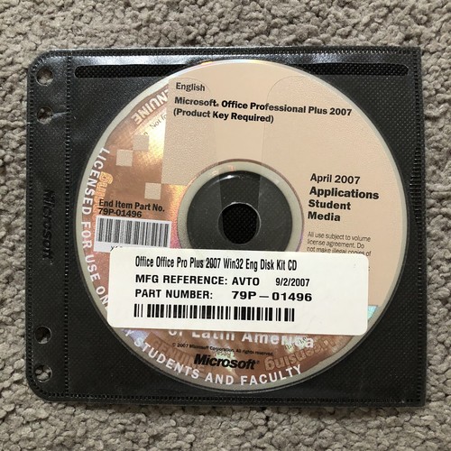 Microsoft Office Professional Plus 2007 Disc with Key | eBay