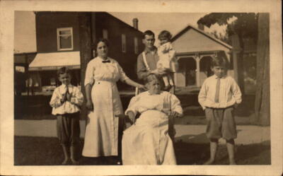 Vintage RPPC photo postcard Family Outside Seated Grandmother CYKO | eBay