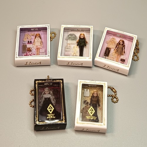 Miniature LICCA CHAN DOLL Box Figure KEYCHAIN CHARM Lot of 5 Dollhouse ...