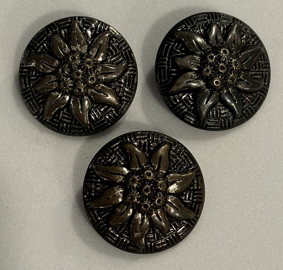 Vintage (Set Of 7) Ges VW Gesch Metal Floral Edelweiss Flower Garment ...
