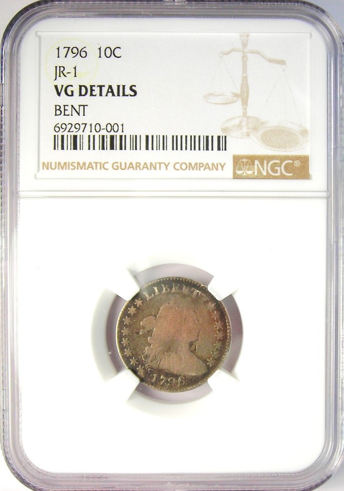 1796 Draped Bust Dime 10C Coin - Certified NGC VG Details - Very Rare ...