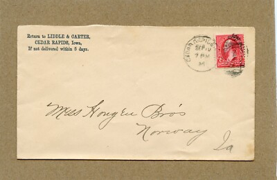 LIDDLE & CARTER, CEDAR RAPIDS, IOWA TO NORWAY, IOWA - SEP 1896 | eBay