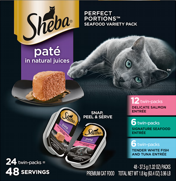 Sheba Perfect Portions Pate Wet Cat Food Variety Pack (24) 2.6 oz.- 48 ...
